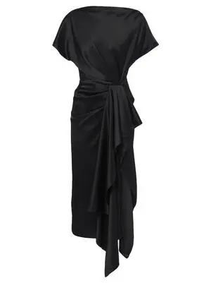 ROKSANDA Zoa Draped Satin Midi Dress - Black