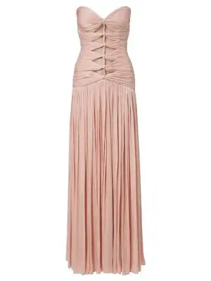 Costarellos Ruched Lurex Georgette Gown - Pink