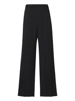 Saint Laurent Pinstriped Wool-blend Wide-leg Trousers - Black