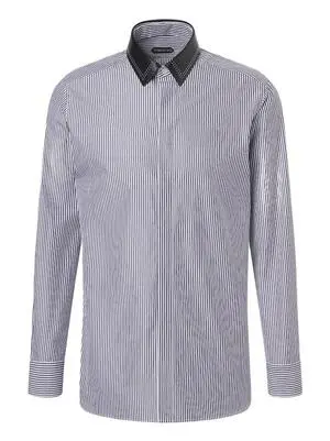 TOM FORD Striped Cotton Poplin Shirt - Black