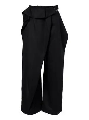 JW Anderson Belted Wool Wide-leg Trousers - Black