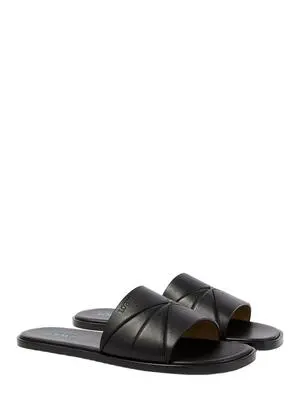 Loewe Origami Leather Slides - Black