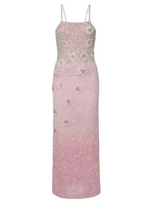 LA FUORI Là Fuori Embellished Floral-appliqué Gown - Pink