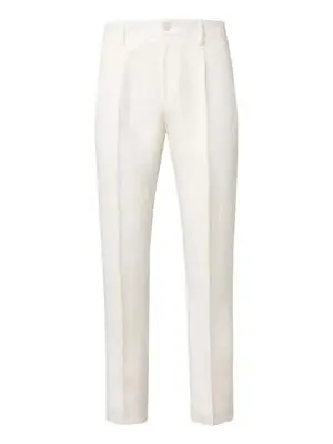 Canali Slim Fit Linen Silk Trousers - White