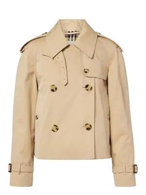 Burberry Double-breasted Cotton Gabardine Jacket - Beige