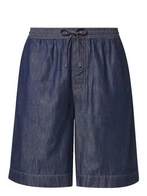 Loewe Anagram Cotton Chambray Shorts - Blue