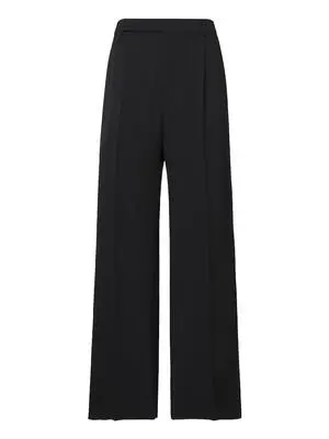 Saint Laurent Wool Gabardine Wide-leg Pants - Black