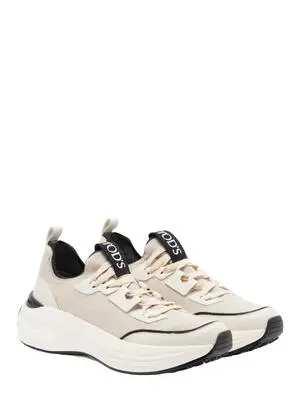 TOD'S Leather And Suede Trimmed Sneakers - Beige