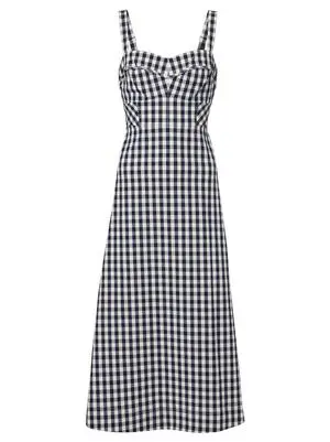 Veronica Beard Aila Gingham Cotton Midi Dress - Blue