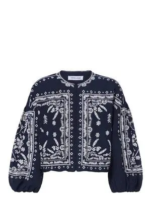 Veronica Beard Drake Embroidered Cotton-blend Jacket - Blue