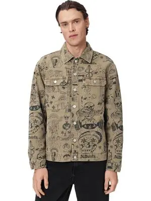 ALLSAINTS Sherb Printed Canvas Shacket - Brown