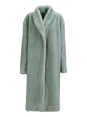 MOV Dramatic Oversized Faux Fur Coat With Artistic Lining - Blue