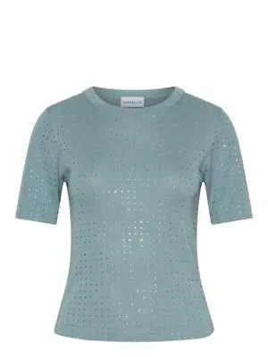 Marella Embellished Short Sleeve Top - Blue