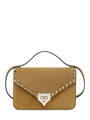 Valentino Garavani Valentino Garavani Rockstud Small Suede Crossbody Bag Beige
