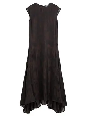 Cos Animal-jacquard Midi Dress - Brown
