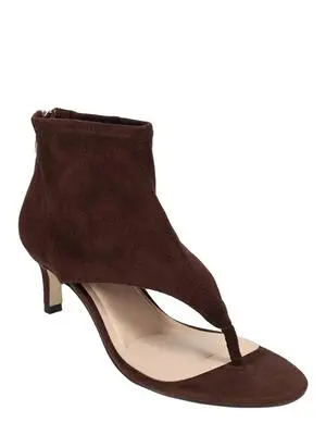 Pelle Moda Zip-up Thong Sandals With Padded Footbed - Espresso