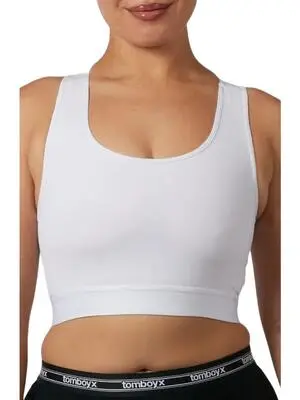 TOMBOYX Compression Racerback Crop Top - White