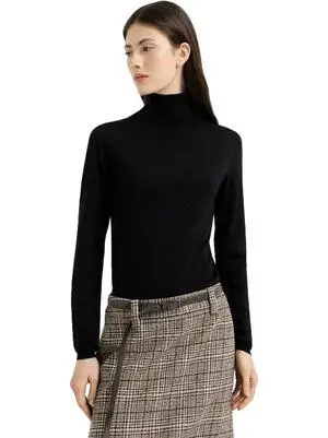 Brunello Cucinelli Sparkling Cashmere And Silk Lightweight Turtleneck Sweater - Black
