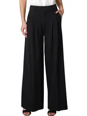 LIVERPOOL High Waisted Pleated Wide Leg Ankle Pants - Black