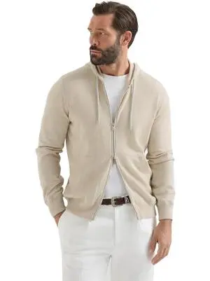 Brunello Cucinelli Cashmere Zip-up Hooded Cardigan - Sand
