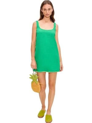 SIMONMILLER Sahara Embroidered Linen Mini Dress - Grass Green