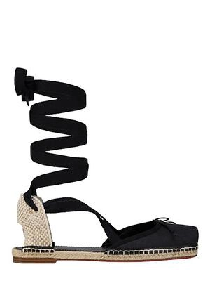 CHRISTIAN LOUBOUTIN Cassiadrilla Flat Espadrilles With Tie Fastening - Black