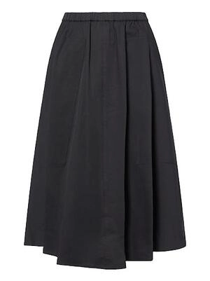 Vince Full Cotton A-line Midi Skirt - Black