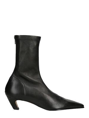 Khaite Arizona Leather Ankle Boots - Black