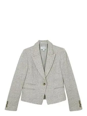 REISS Ezra Cropped Linen-blend Blazer - Neutral
