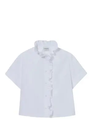 Claudie Pierlot Ruffled Cotton Poplin Shirt - White