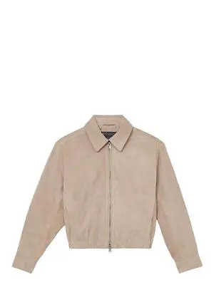 REISS Lottie Suede Cropped Jacket - Neutral