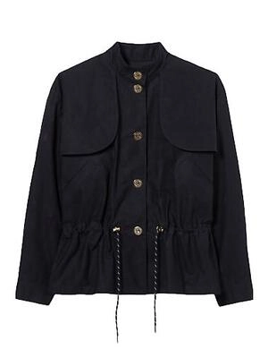 Claudie Pierlot High-neck Waxed Gabardine Jacket - Navy