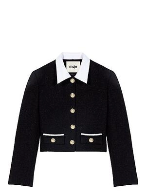 MAJE Maje Cropped Tweed Jacket With Detachable Collar And Cuffs