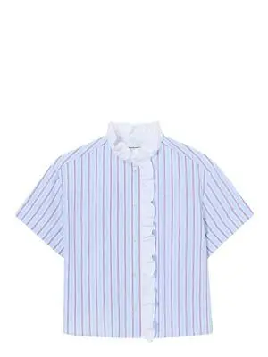 Claudie Pierlot Striped Ruffled Cotton-poplin Shirt - Multicolored