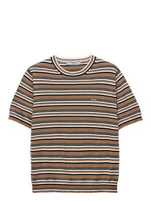 PRADA Prada Short-Sleeve Striped Cotton-Jersey T-Shirt
