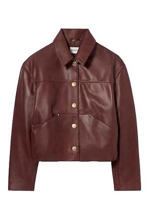 Claudie Pierlot Cropped High-neck Leather Jacket - Caramel