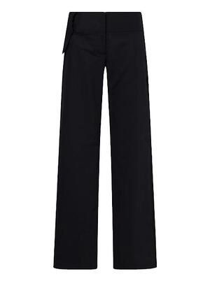 ST. AGNI Belted Straight-leg Wool Trousers - Black