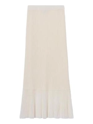 Claudie Pierlot Ribbed Knitted Maxi Skirt - Ecru