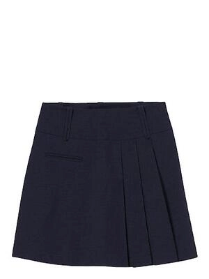 Claudie Pierlot Pleated Knitted Wool-blend Mini Skirt - Navy