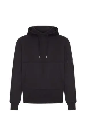 C.P. COMPANY Fleece Hoodie With Lens Detail - Black