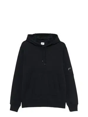 C.P. COMPANY Fleece Hoodie With Lens Detail - Blue