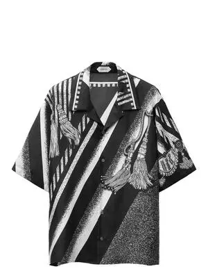 Versace Versace 'FormuThe 6' Silk Short-Sleeve Print Shirt With Front Button Closure Nero