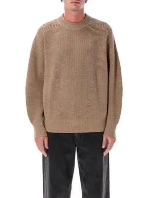 MARANT Ribbed Crew-neck Sweater In Merino Wool - Brown