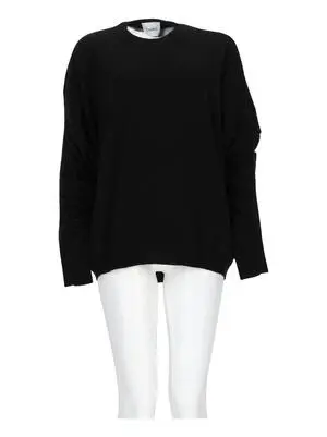 NUDE Virgin Wool Mock Neck Knit Sweater - Black