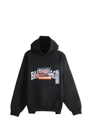 Balenciaga Logo-print Cotton Hoodie - Black