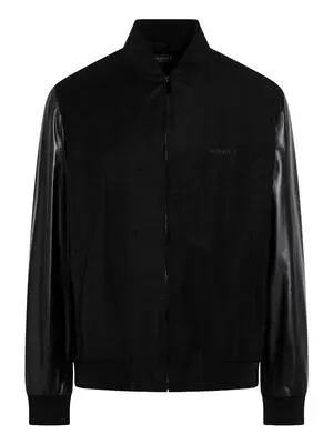Gucci Bomber Jacket With Leather Sleeves - Black