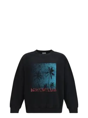 Balenciaga Graphic Print Cotton Sweatshirt - Black
