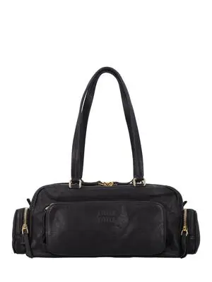 Miu Miu Lamb Leather Shoulder Bag With Gold Tone Hardware - Nero