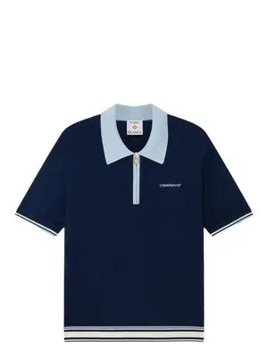 Casablanca Merino Mini Tennis Polo - Blue