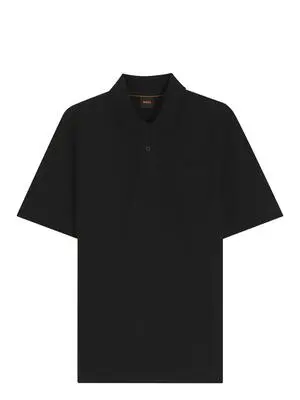 BOSS Regular-fit Polo Shirt In Honeycomb-structured Cotton Pique - Black